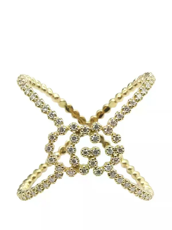 Gucci 2010s Diamond Criss-cross Ring - Gold