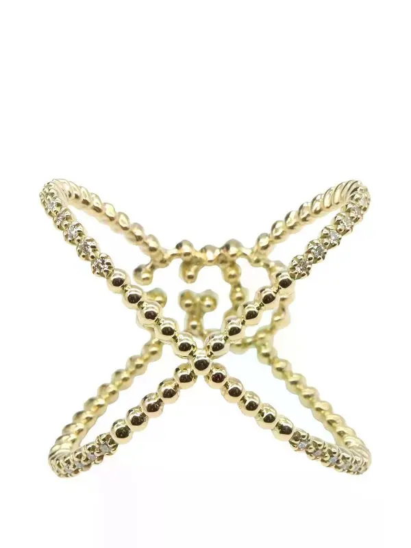 Gucci 2010s Diamond Criss-cross Ring