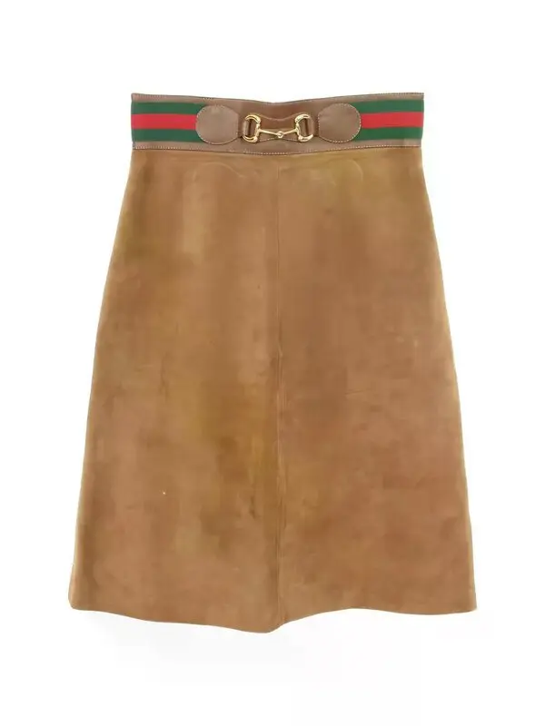Gucci 2000s Horsebit Suede Skirt - Brown