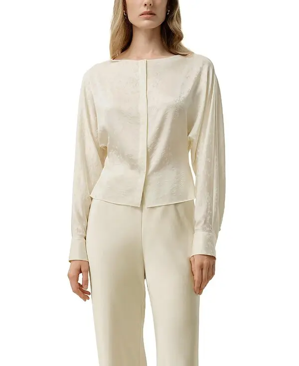 Lilysilk Ying Jacquard Silk Blouse - Lily White
