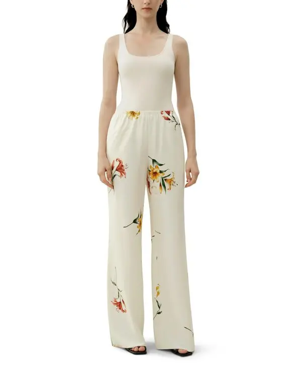 Lilysilk Lily Print Silk Pull-on Pant