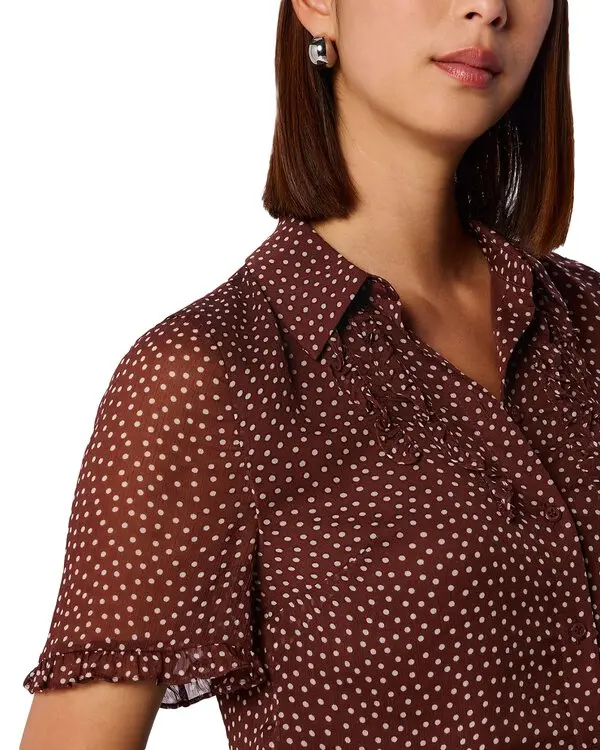 Whistles Polka Dot Sheer Sleeve Shirt