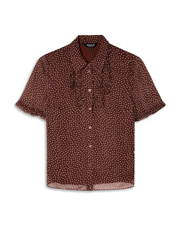 Whistles Polka Dot Sheer Sleeve Shirt