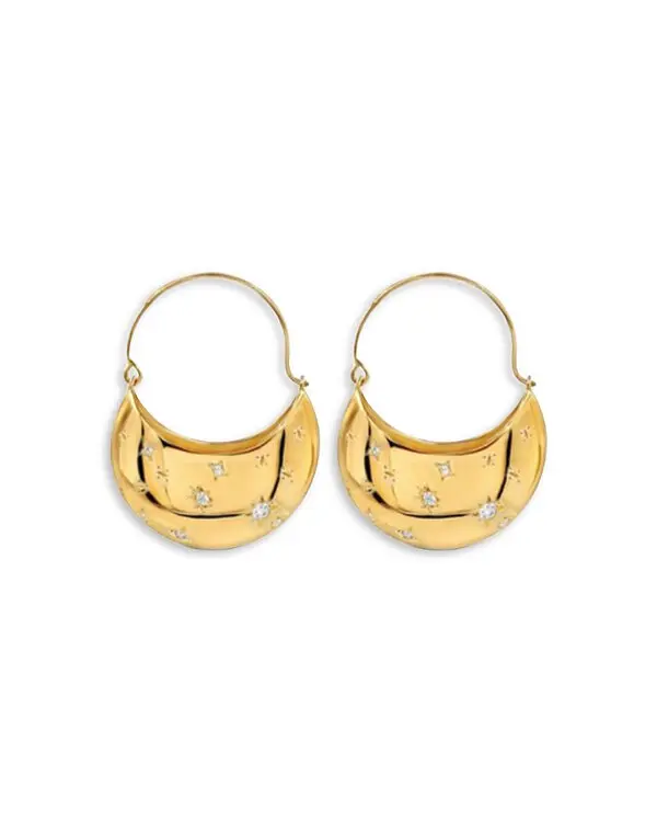 Aqua Pave Crescent Huggie Hoop Earrings Exclusive - Gold