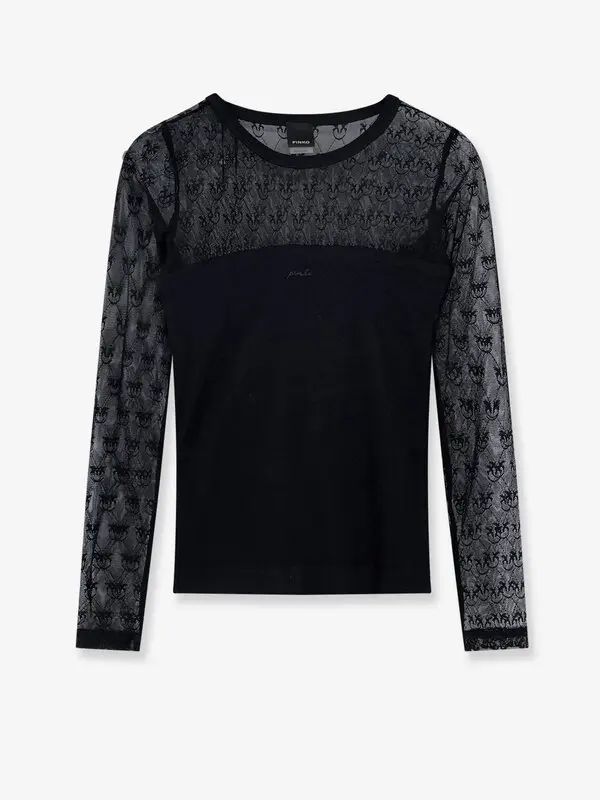 Pinko Love Birds Lace Jersey Sweater - Black