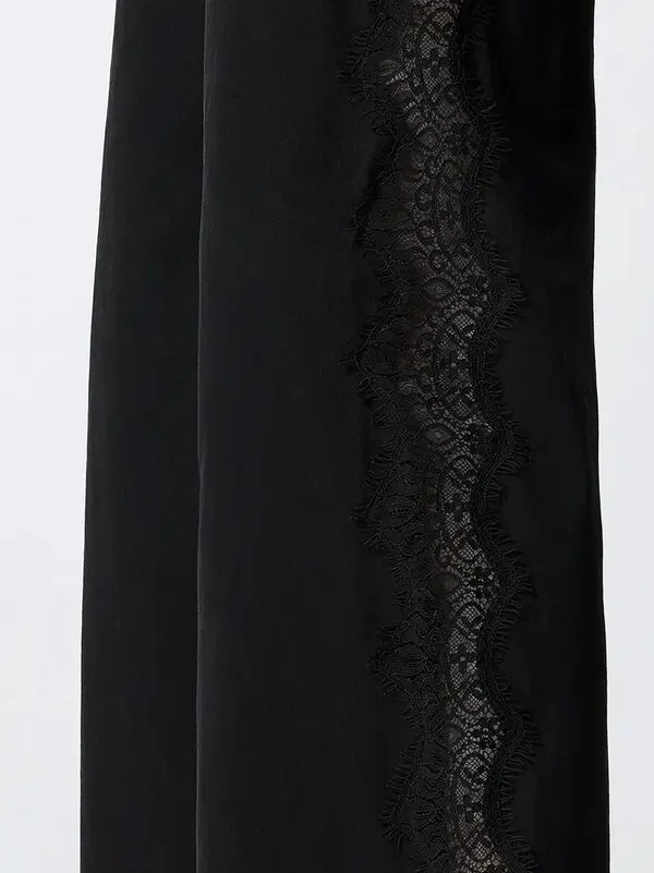 Pinko Flared Leg Denim Trousers With Lace Detail