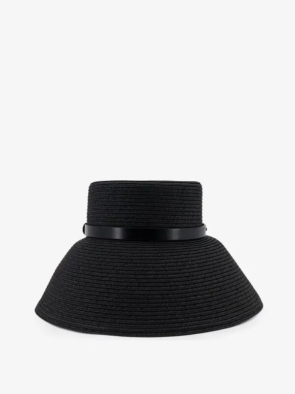 Max Mara Widebrimmed Hat With Metal Logo On The Front - Black