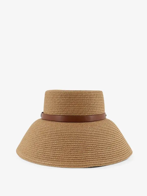 Max Mara Widebrimmed Hat With Metal Logo On The Front - Beige