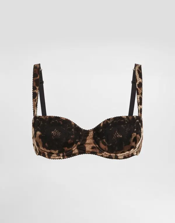 Dolce & Gabbana Leopard-print Satin Balconette Bra With Lace - Stampa Leo
