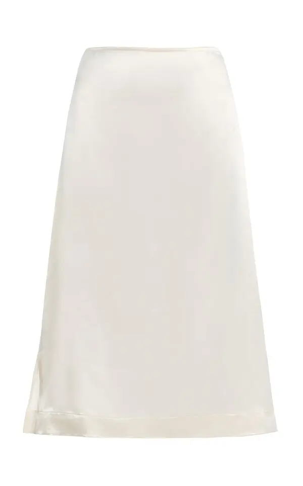 Calvin Klein Anika Cupro Satin Midi Skirt - Off-white