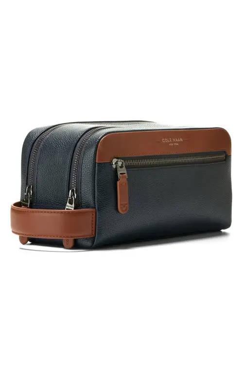 Cole Haan Damon Leather Dopp Kit - Navy Blazer/new British Tan