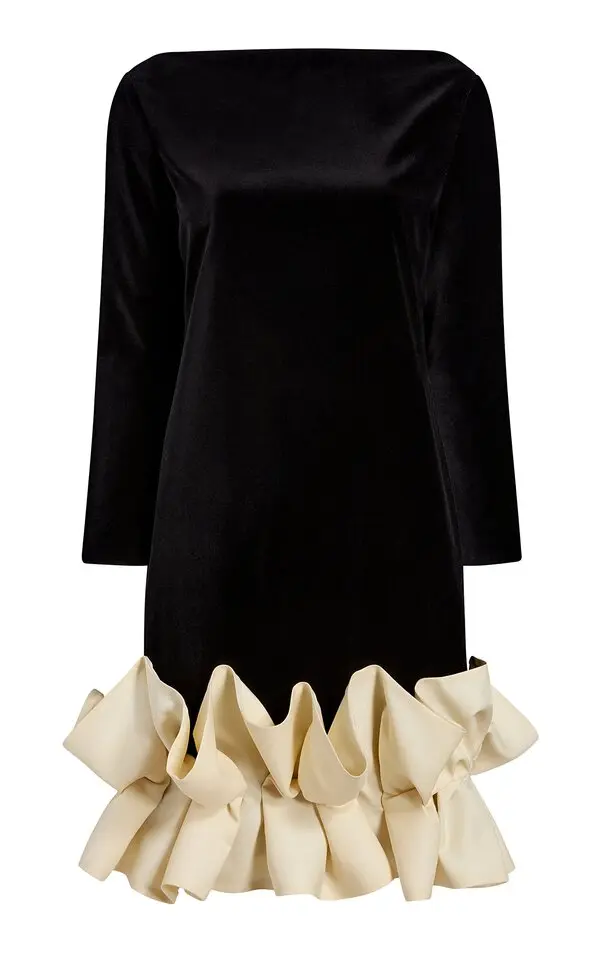 Khaite Valetta Ruffled Velvet Midi Dress