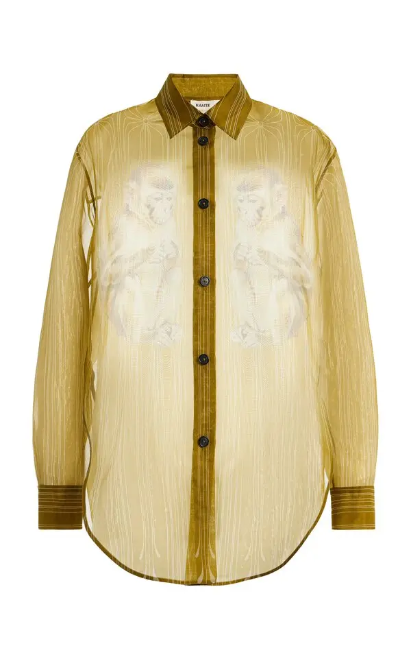 Khaite Goya Silk-organza Top - Olive