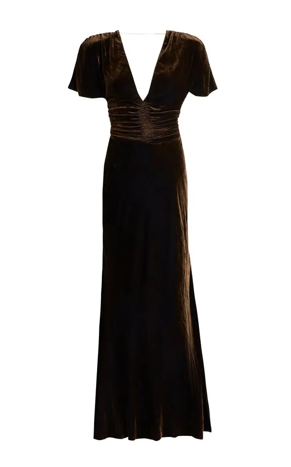 Ralph Lauren Charisse Velvet Gown - Brown