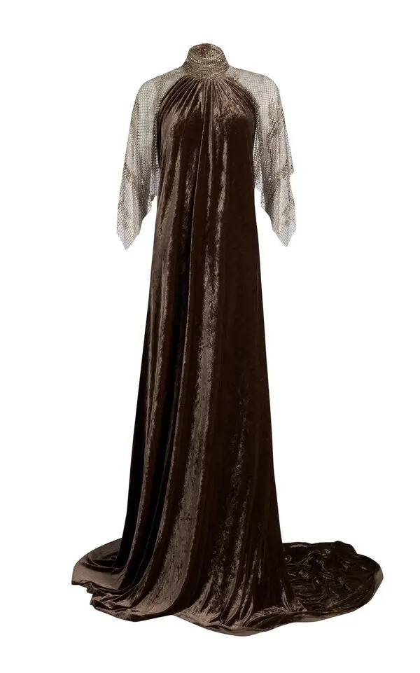 Ralph Lauren Willow Velour Gown - Taupe