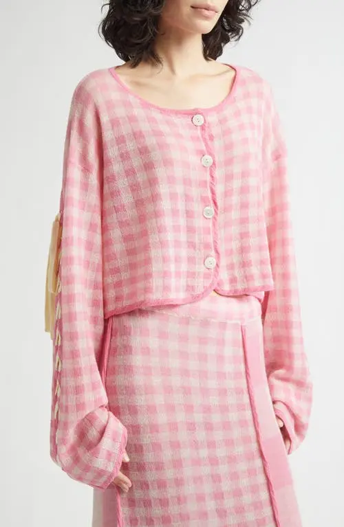YANYAN Gingham Check Wool Cardigan With Removable Hood