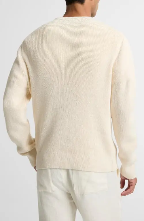 Vince Solid V-neck Cotton Blend Ribbed Sweater