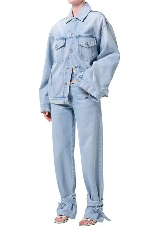 AGOLDE Evin Oversize Denim Trucker Jacket - Scroll Lt Ind