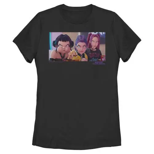 KPOP DEMON HUNTERS Angry Trio Scene Graphic T-shirt - Black