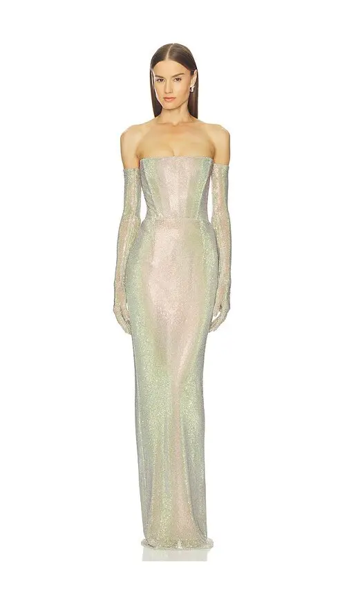 BRONX AND BRONCO Florentina Gown In Green - Diamond
