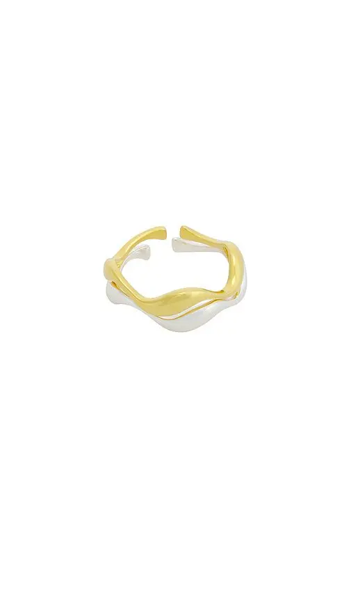 CASA CLARA Hele Asymmetric Ring Duo In Metallic Gold,metallic Silver - Multi
