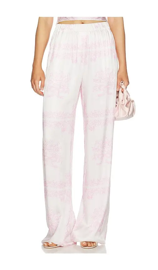 LoveShackFancy Helia Pant In White,pink - Ivory Heirloom