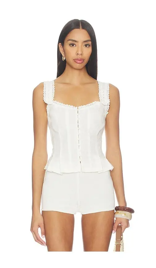 Free People Bridgette Corset Top In Ivory - Clean Ivory