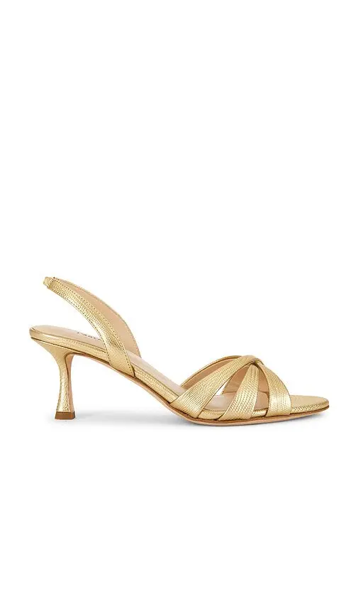 L'Agence Colwill Ii Slingback Heel In Metallic Gold - Gold Lizard