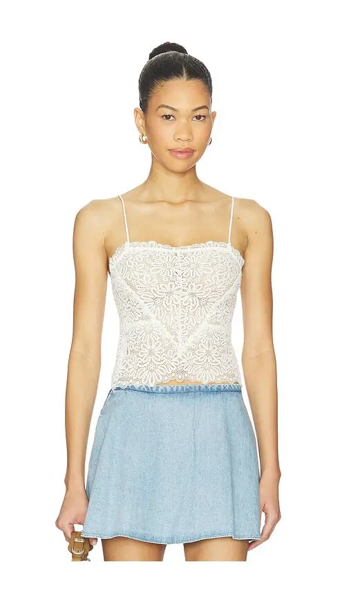 Free People Love And Lace Cami In Ivory - Clean Ivory