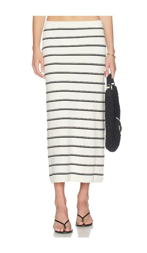 L*Space Ravello Skirt In Black,white - Mykonos Stripe