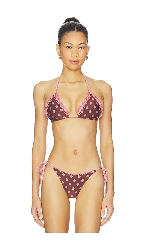 L*Space Samba Top In Mauve - On The Stripe Side & Alotta Polka Dot