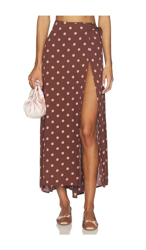 L*Space Ever Wrap Skirt In Brown - Alotta Polka Dot