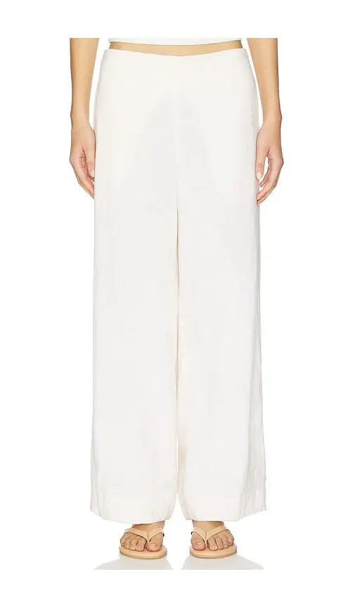 Free People Demi Cotton Linen Pant In Ivory - Tea Cookie