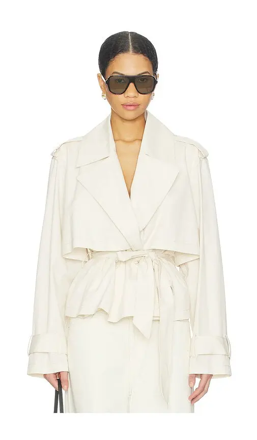 Joe's Jeans The Liz Cropped Trench Coat In Cream - Ecru