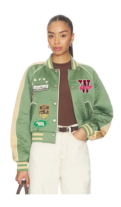 Free People X We The Free Star Power Souvenir Jacket In Green - Vintage Green Combo