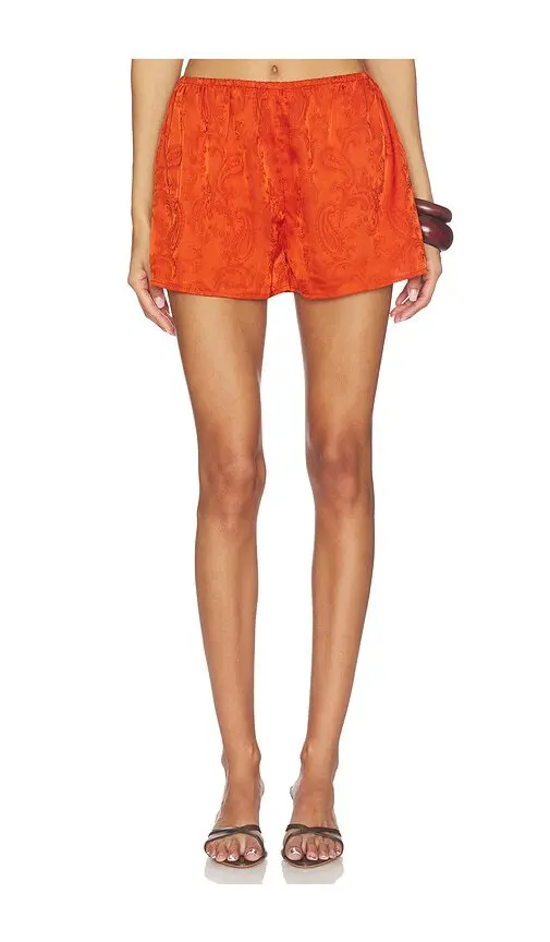 Minkpink X Valencia Short In Burnt Orange - Paprika Paisley