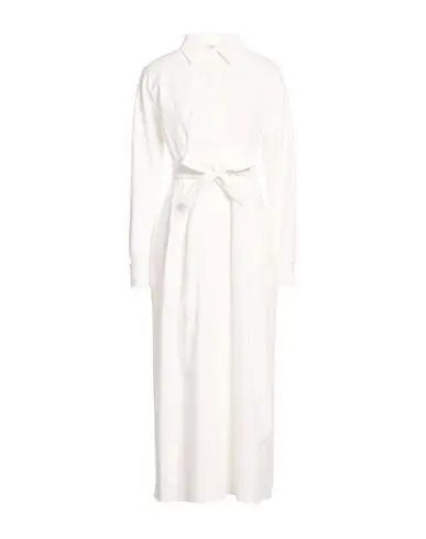 Max Mara Maxi Dress Size Cotton, Elastane - White