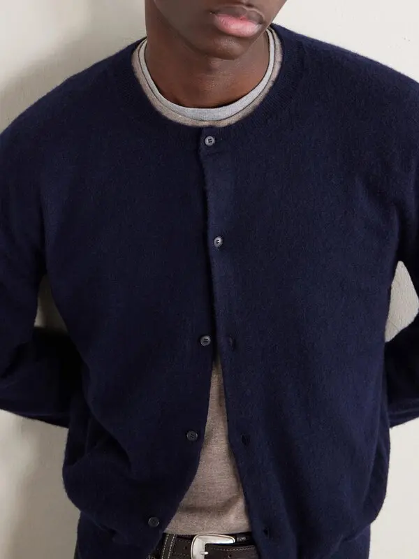 Auralee Brushed Cashmere And Cotton-blend Cardigan