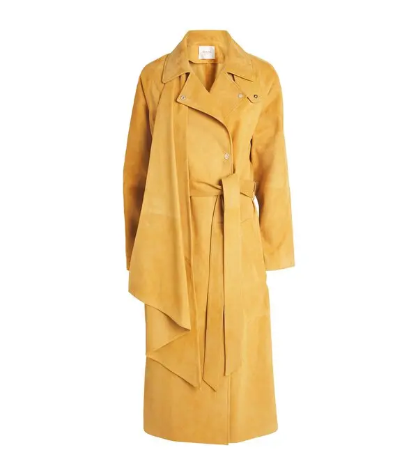 RETORI Suede Scarf Trench Coat - Orange