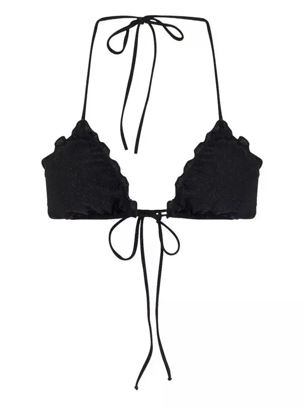 MC2 SAINT BARTH Embroidered Tie Bikini Top - Black