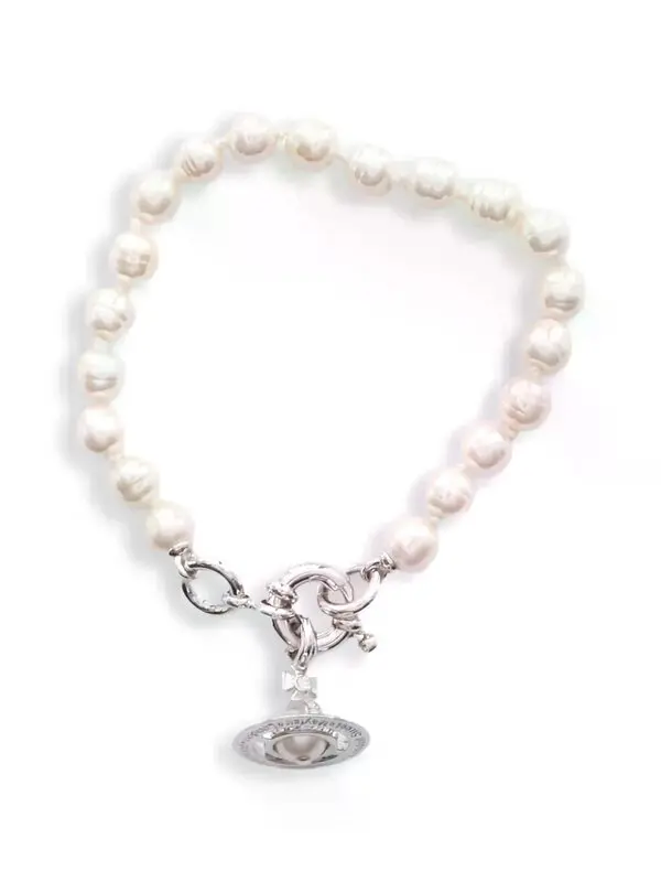 VIVIENNE WESTWOOD 20s Aleksa Pearl Rhinestone Bracelet - Silver