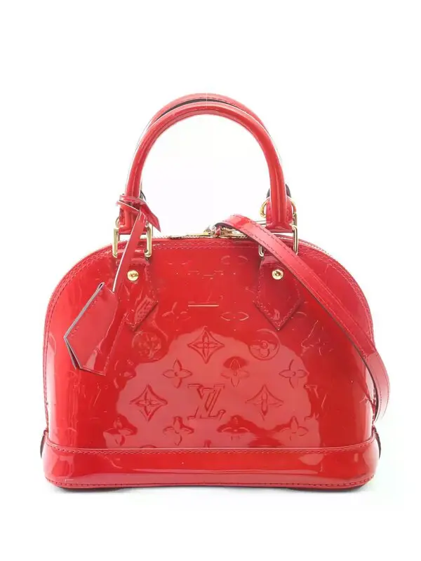 LOUIS VUITTON 2018 Alma Bb Monogram Vernis Pomme D'amour Tote Bag - Red