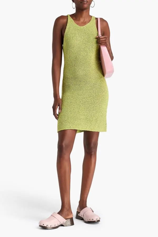 THE ELDER STATESMAN Bouclé-knit Mulberry Silk Mini Dress