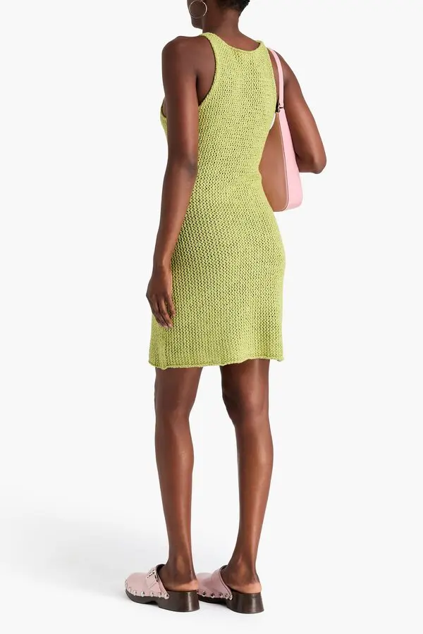 THE ELDER STATESMAN Bouclé-knit Mulberry Silk Mini Dress