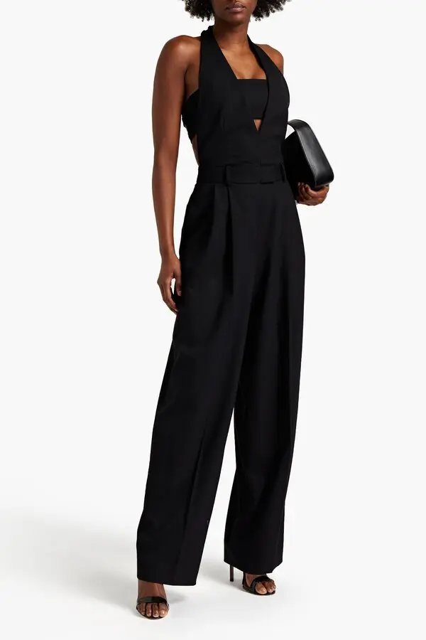 TOM FORD Woolblend Twill Halterneck Jumpsuit