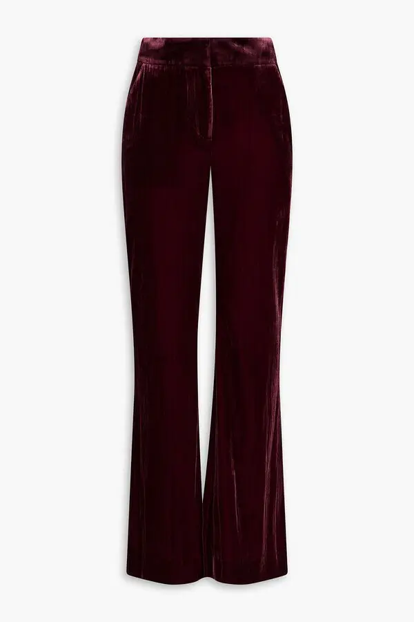 Veronica Beard Lebone Velvet Wideleg Pants - Burgundy