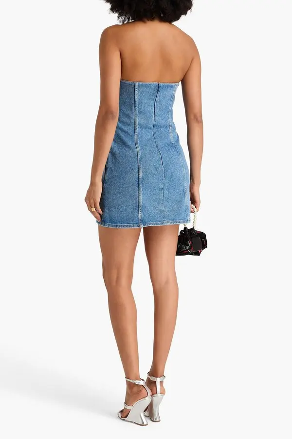 Magda Butrym Strapless Denim Mini Dress
