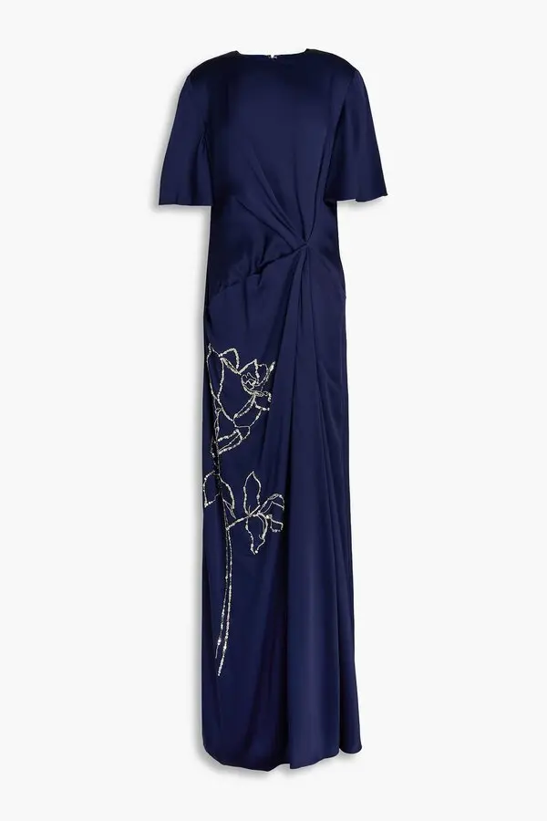 Erdem Embellished Satincrepe Gown - Navy