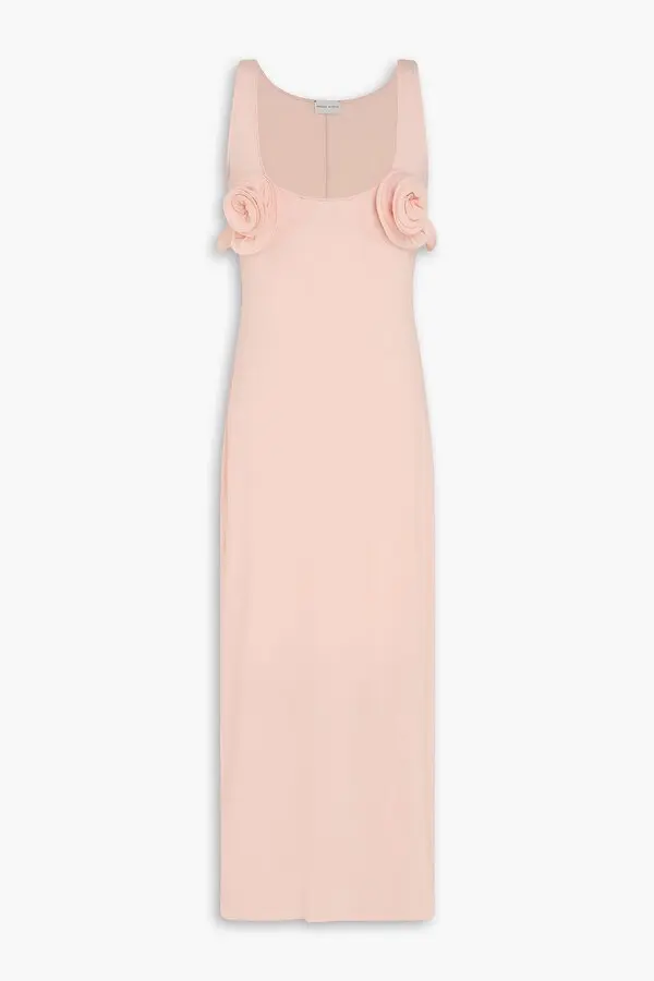 Magda Butrym Floralappliquéd Jersey Midi Dress - Pastel Orange