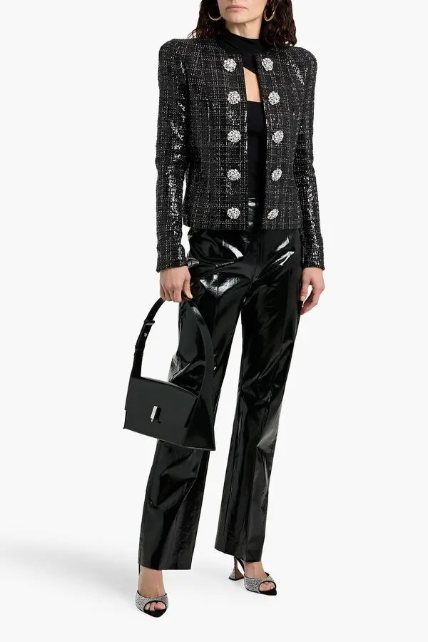 Balmain Sequinembellished Checked Tweed Jacket